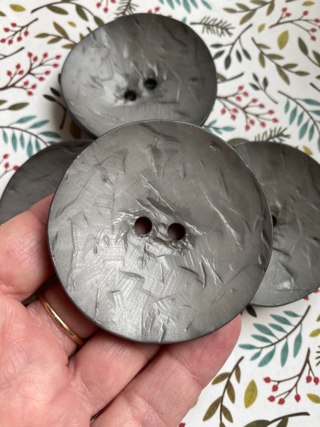 DILL 60mm Large PEWTER Button, EXTRA Large 2.4 Inch Polyamide Button ...