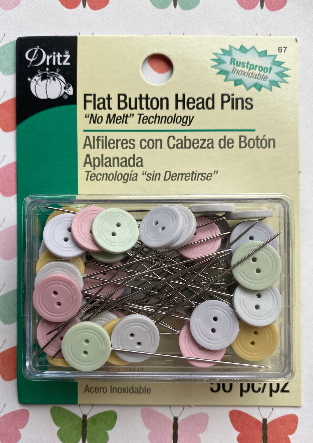 Decorative BUTTON Head Buttons, 50 Dritz No Melt Rustproof Stainless ...
