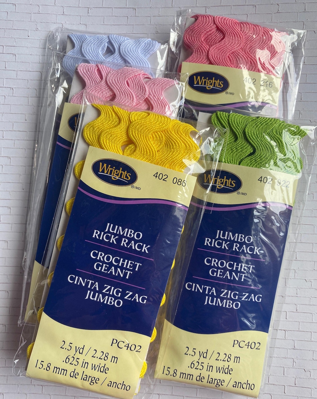 JUMBO Rick Rack, Choice of 5 Colors, .625 Inches Wide. 2.5 Yds per ...