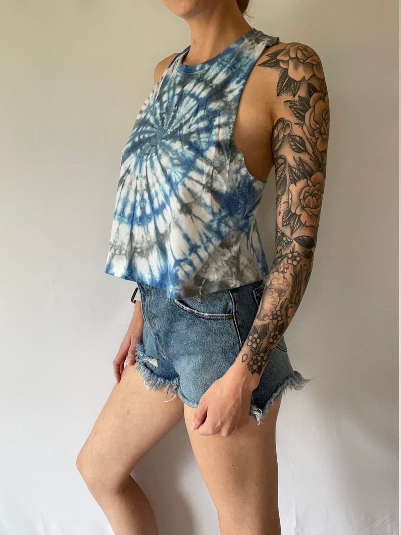 Blue And Grey Tie Dye Flowy Tank Top Tie Dye Flowy Top Etsy
