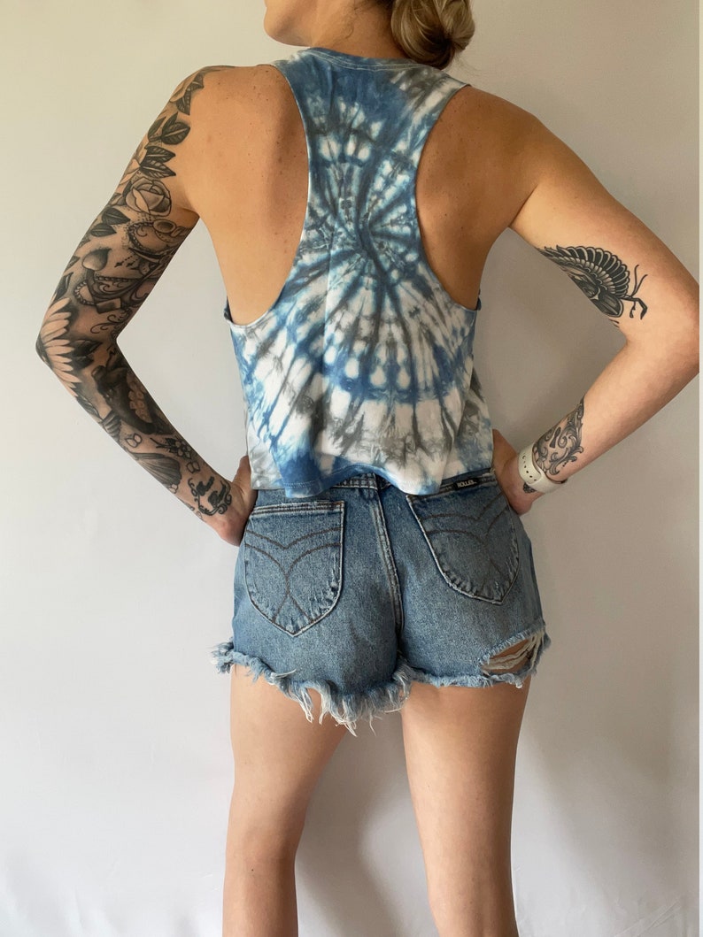 Blue And Grey Tie Dye Flowy Tank Top Tie Dye Flowy Top Etsy