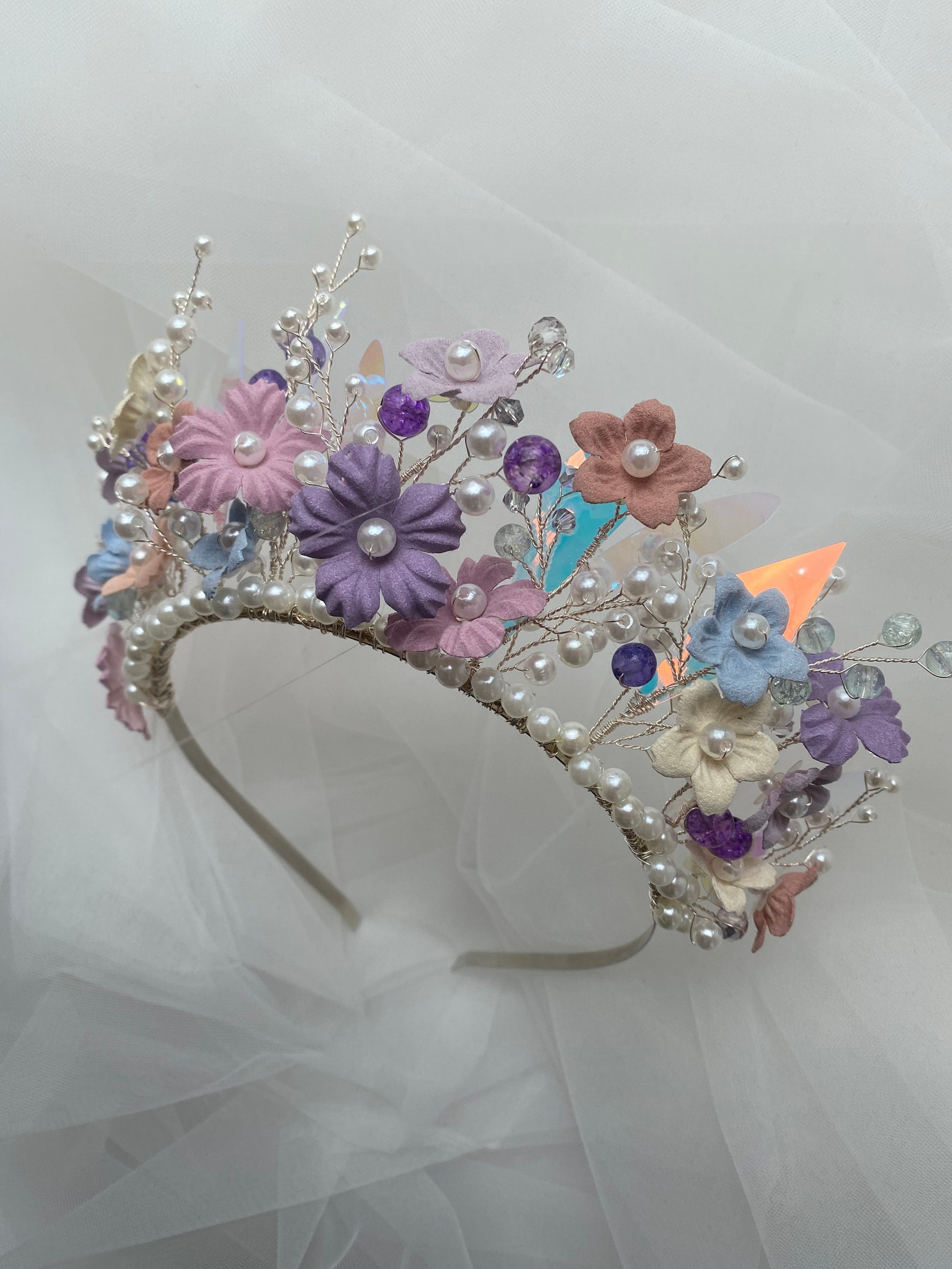 Beautiful Flower Tiara for Girls 100% Handmade Wedding - Etsy