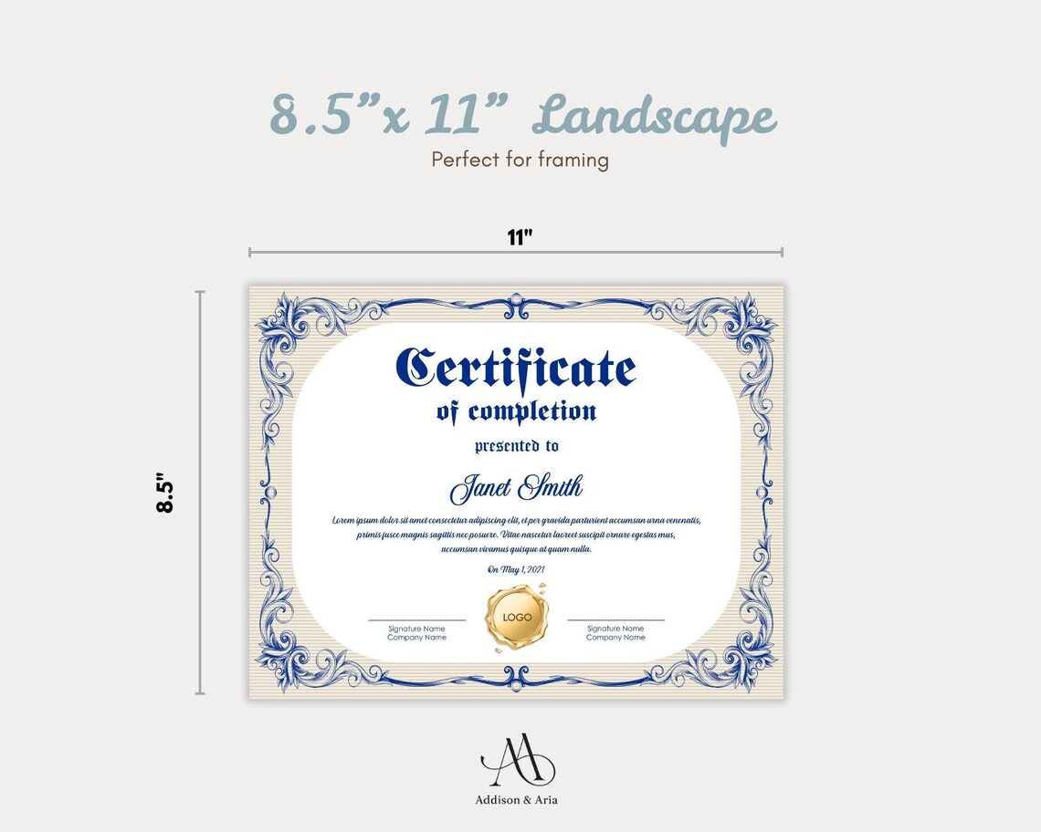 Editable Certificate of Completion Template. Editable Printable ...