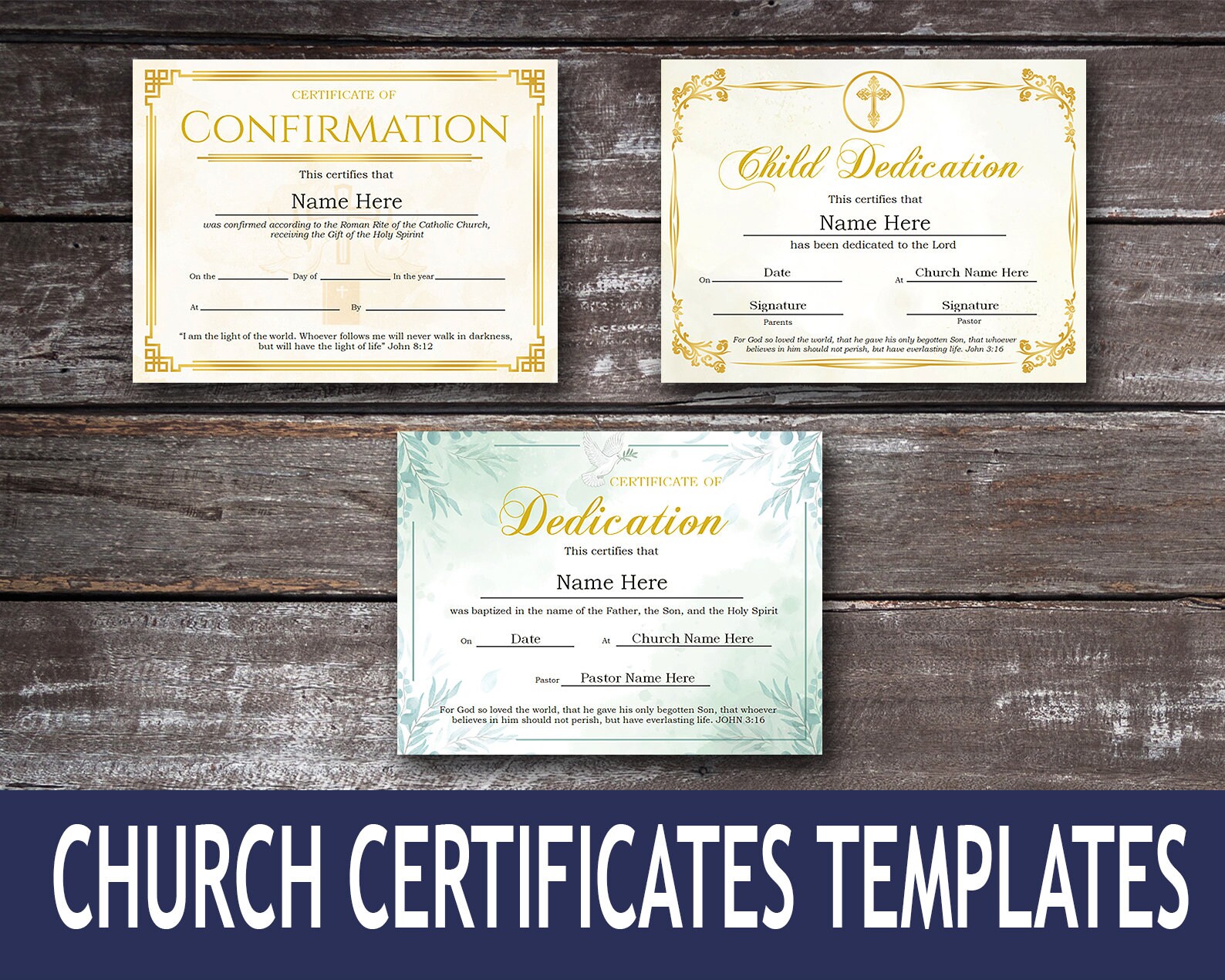 Complete Set of Editable Church Certificates. Microsoft Word. Ordained ...