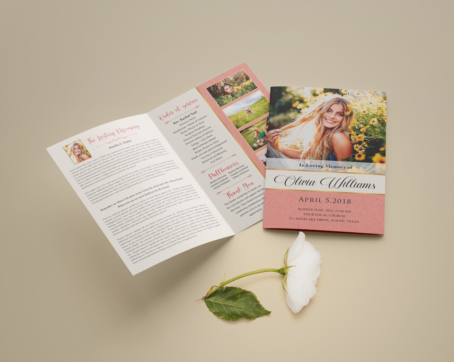 Editable Funeral Program Template With Free Thank You Card. - Etsy