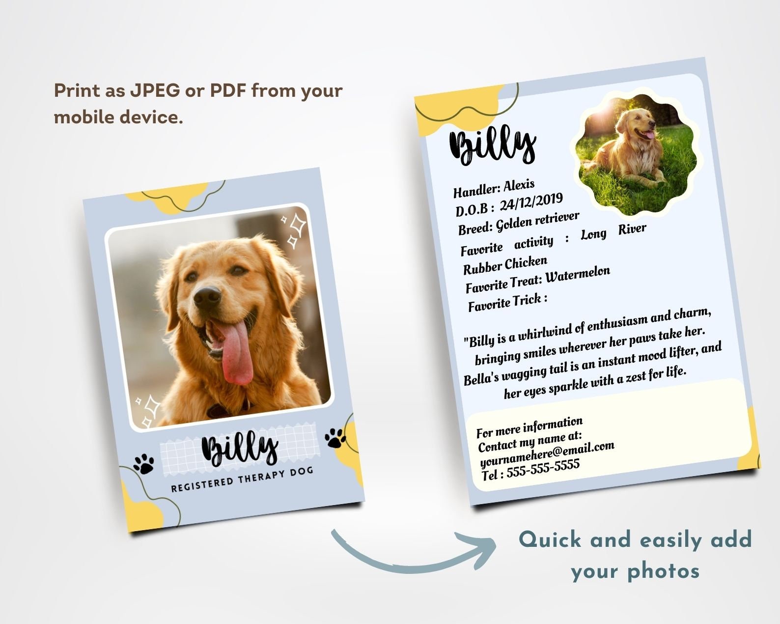 Personalized Dog Trading Card Template | Editable With Corjl - Etsy