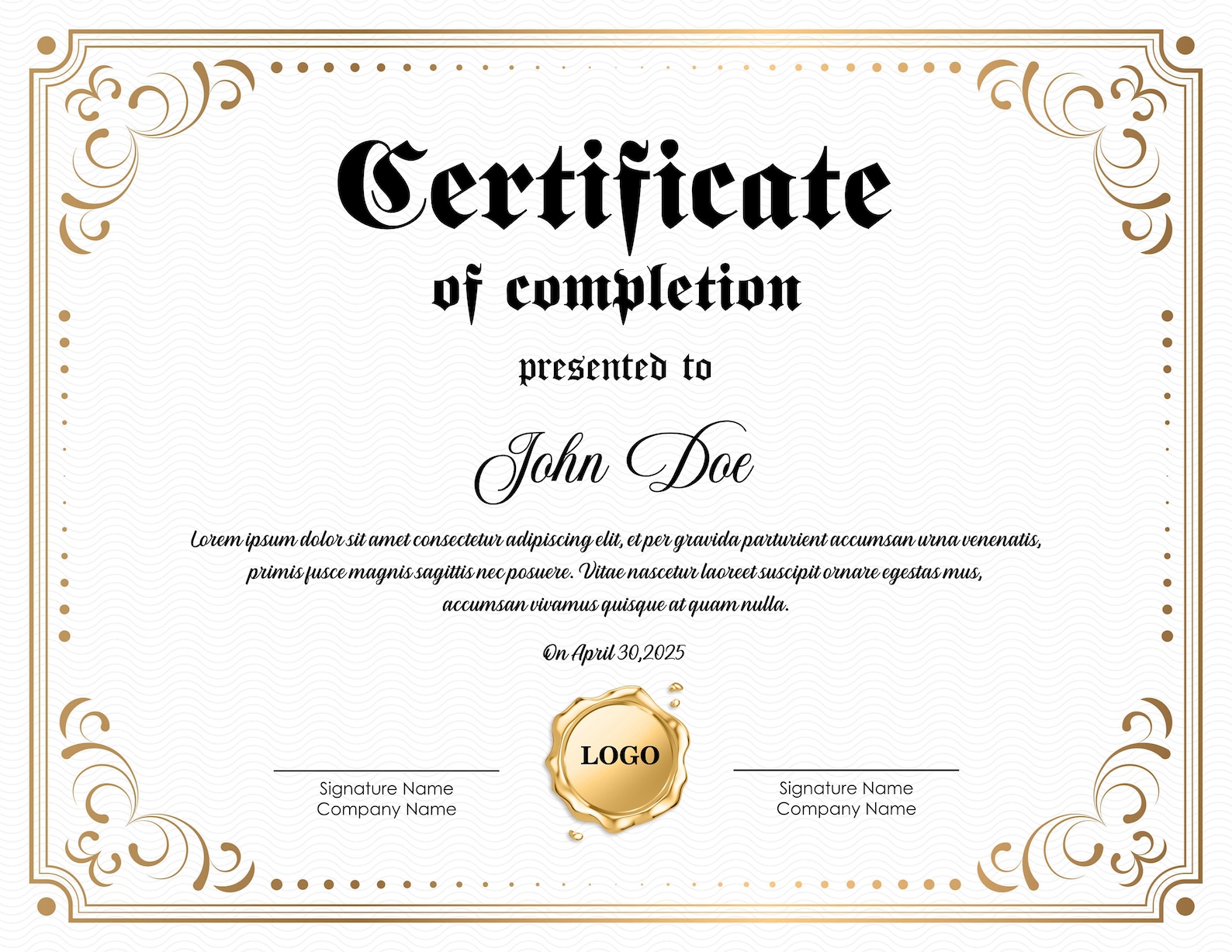 Editable Certificate of Completion Template. Editable Printable ...