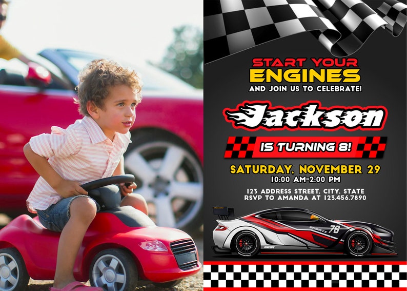 Racecar Birthday Invitation EDITABLE Racecar Birthday Invite - Etsy