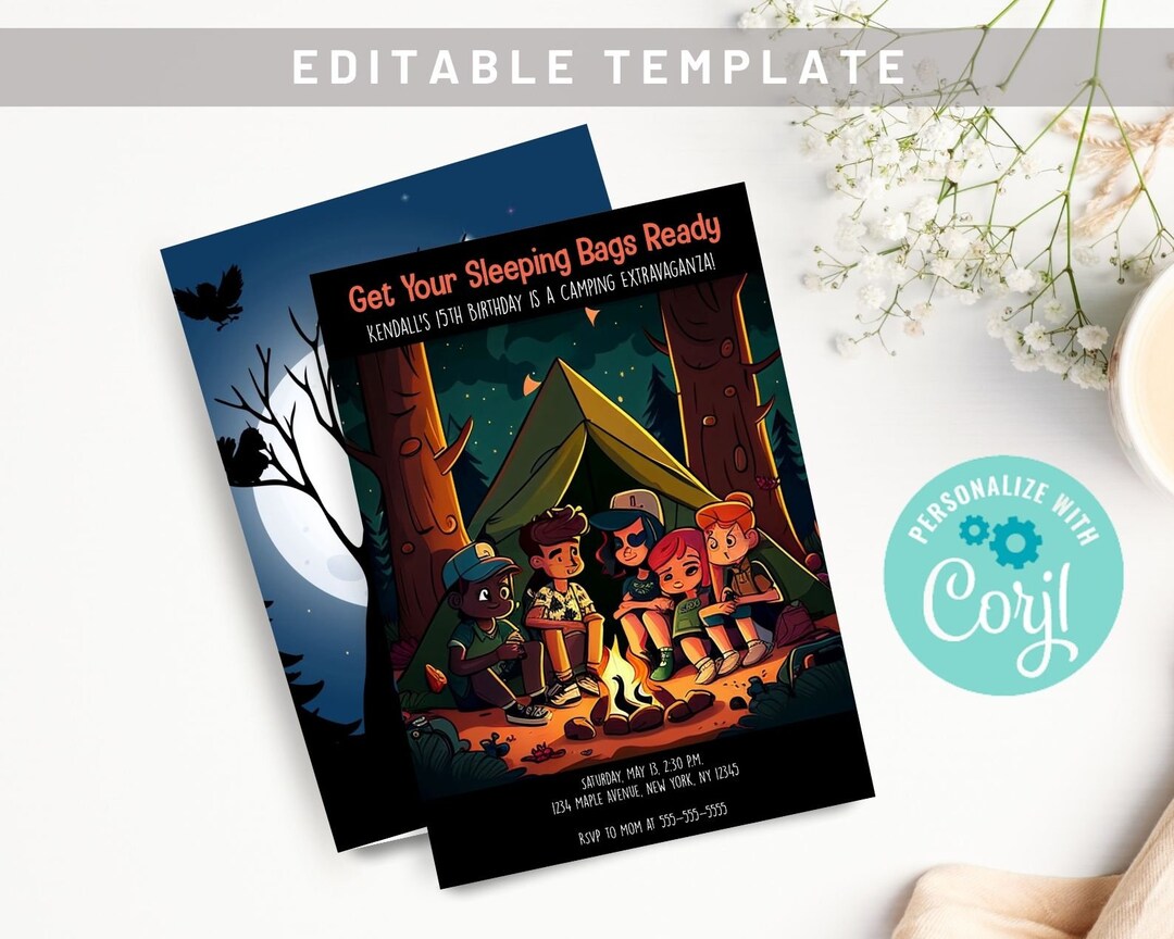 Editable Kid's Camping Birthday Invitation | Instant Download & Online ...