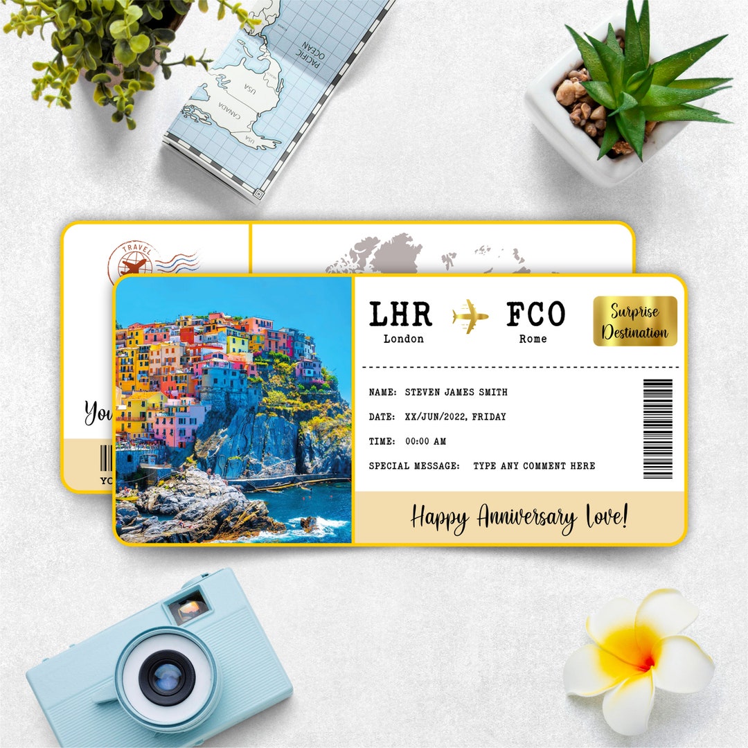 Editable Boarding Ticket Template. Surprise Airline Gift. Modern Design ...