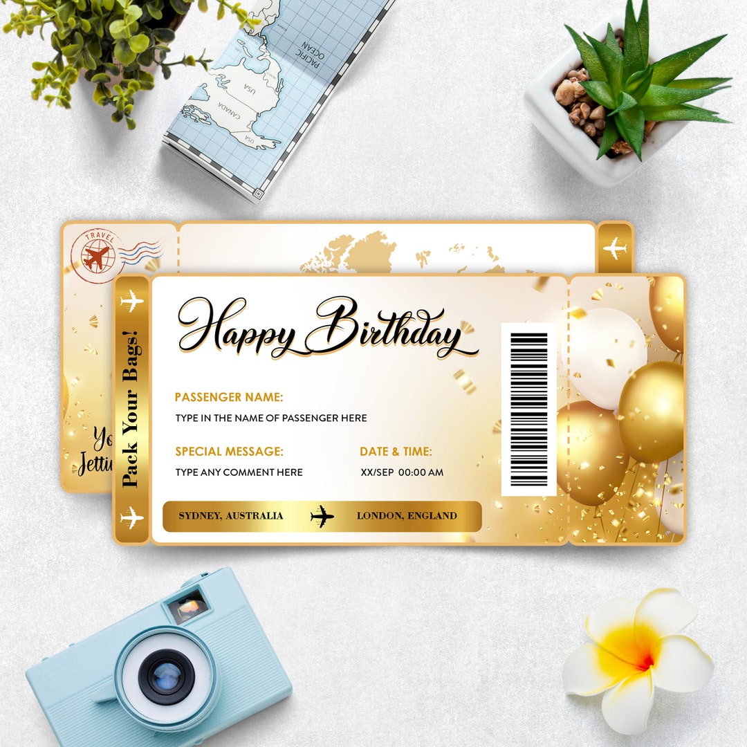 Editable Boarding Ticket Template. Surprise Airline Gift. Modern Design ...
