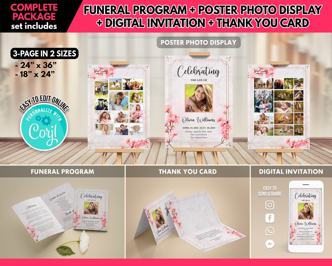 Editable Complete Funeral Program Package With 3-board Photo - Etsy