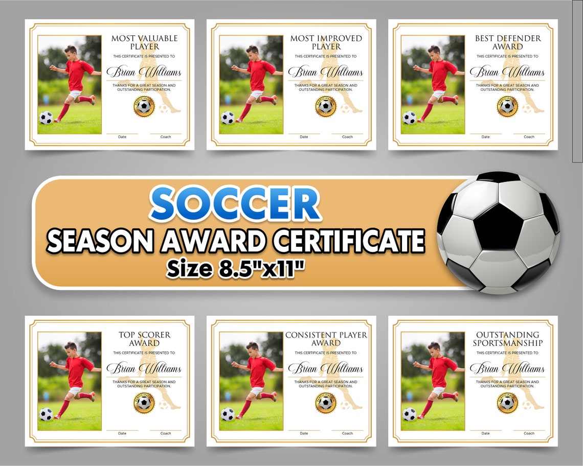 Editable Soccer Award Certificates 2 Versions. Customizable - Etsy