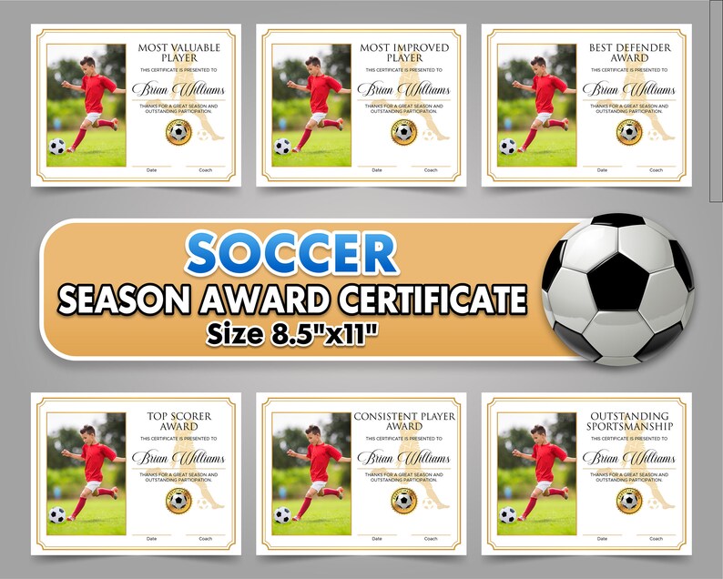 Editable Soccer Award Certificates 2 Versions. Customizable - Etsy