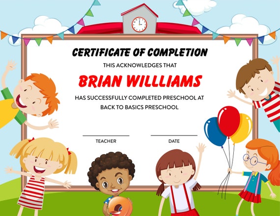 Editable Printable Kindergarten Diploma. Customizable | Etsy