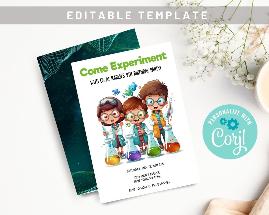 Editable Science-themed Birthday Invitation | Instant Download & Online ...