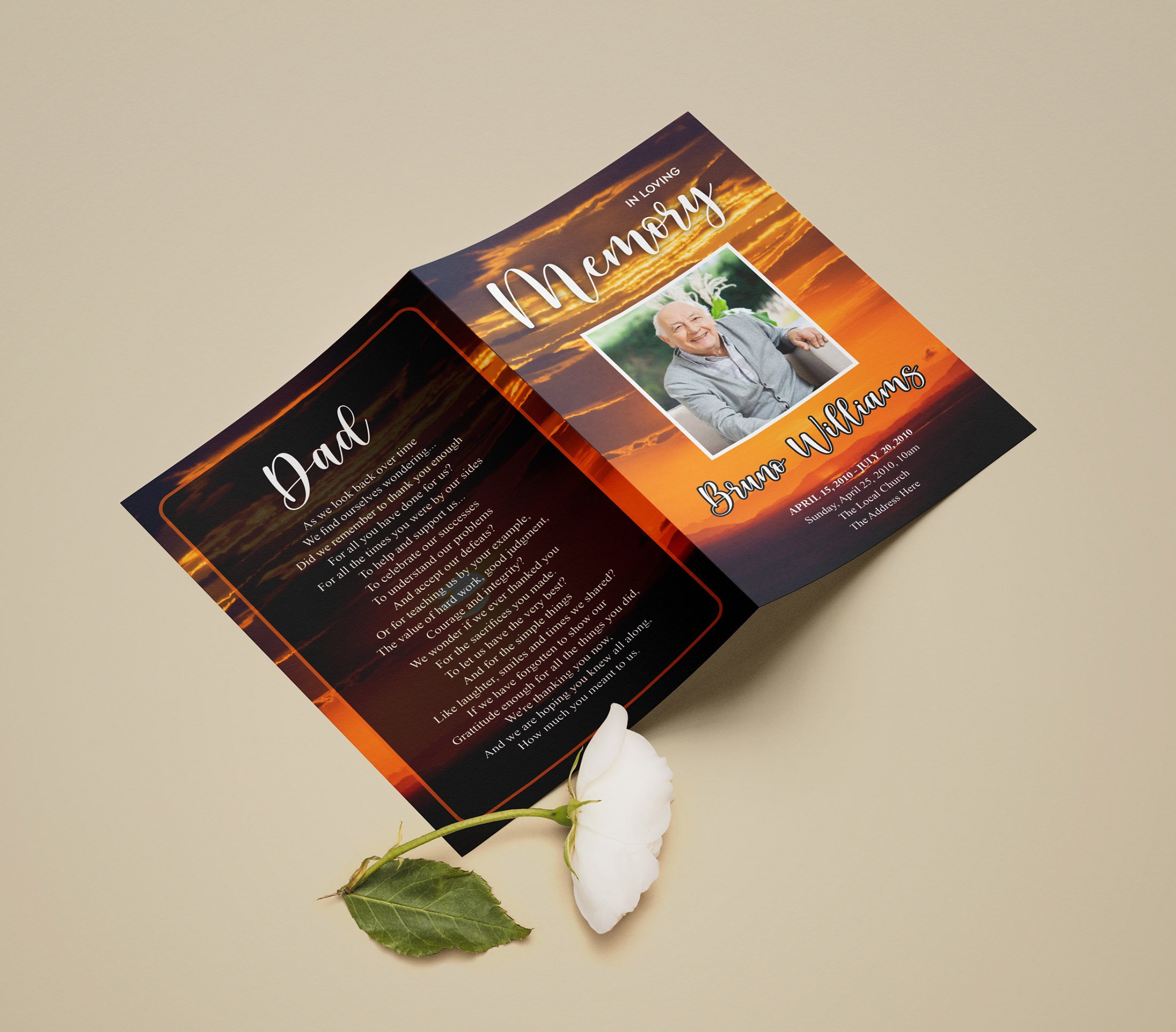 Editable Funeral Program Template With Free Thank You Card and Digital ...