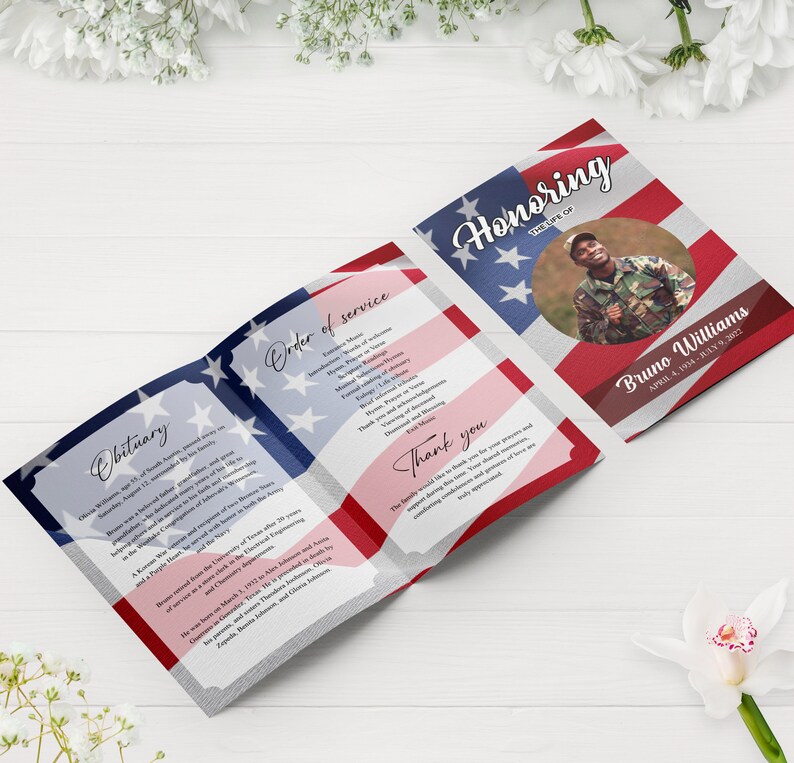 Editable Veteran Funeral Program Template & Welcome Sign - Etsy