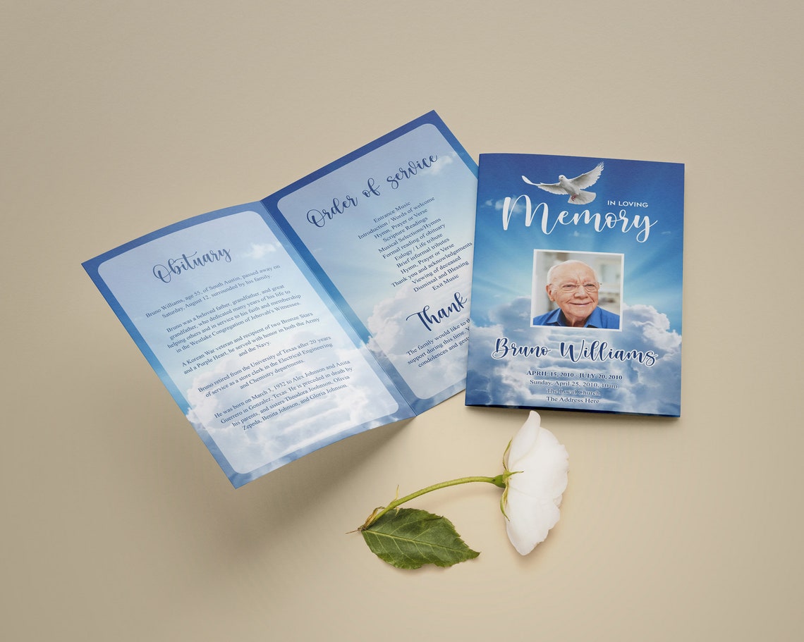 Editable Funeral Program Template With Free Thank You Card and Digital ...