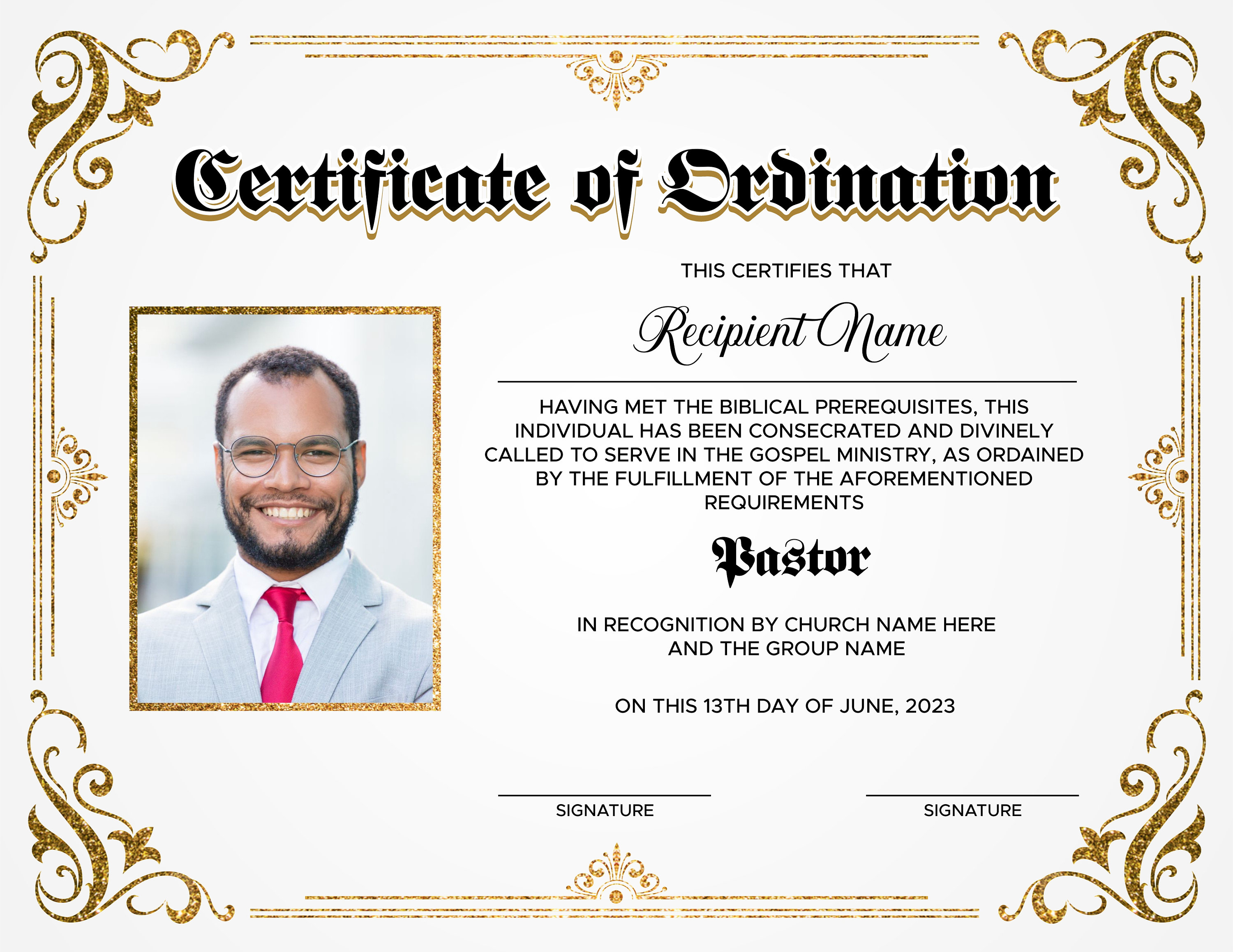 Editable Ordained Minister Certificate Template. Printable Certificate ...
