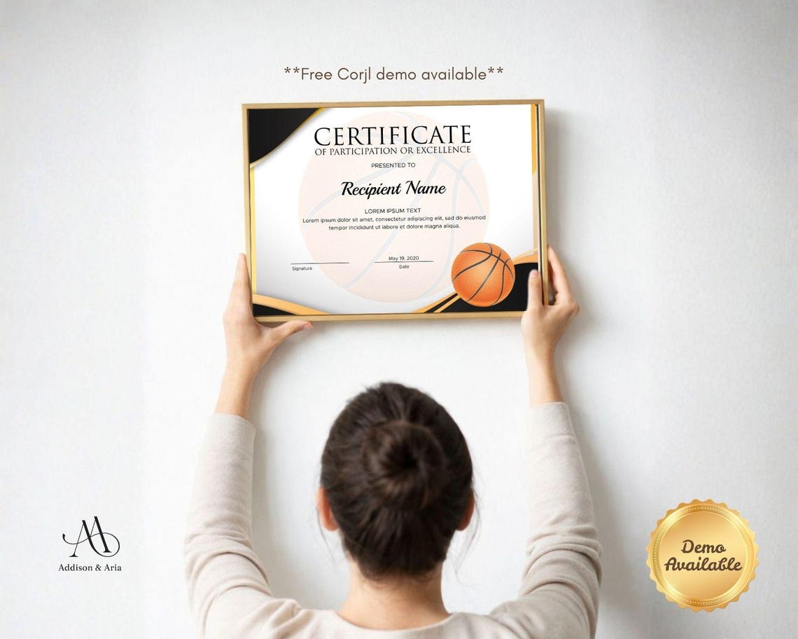 Editable Basketball Award Certificates. Customizable Basketball ...