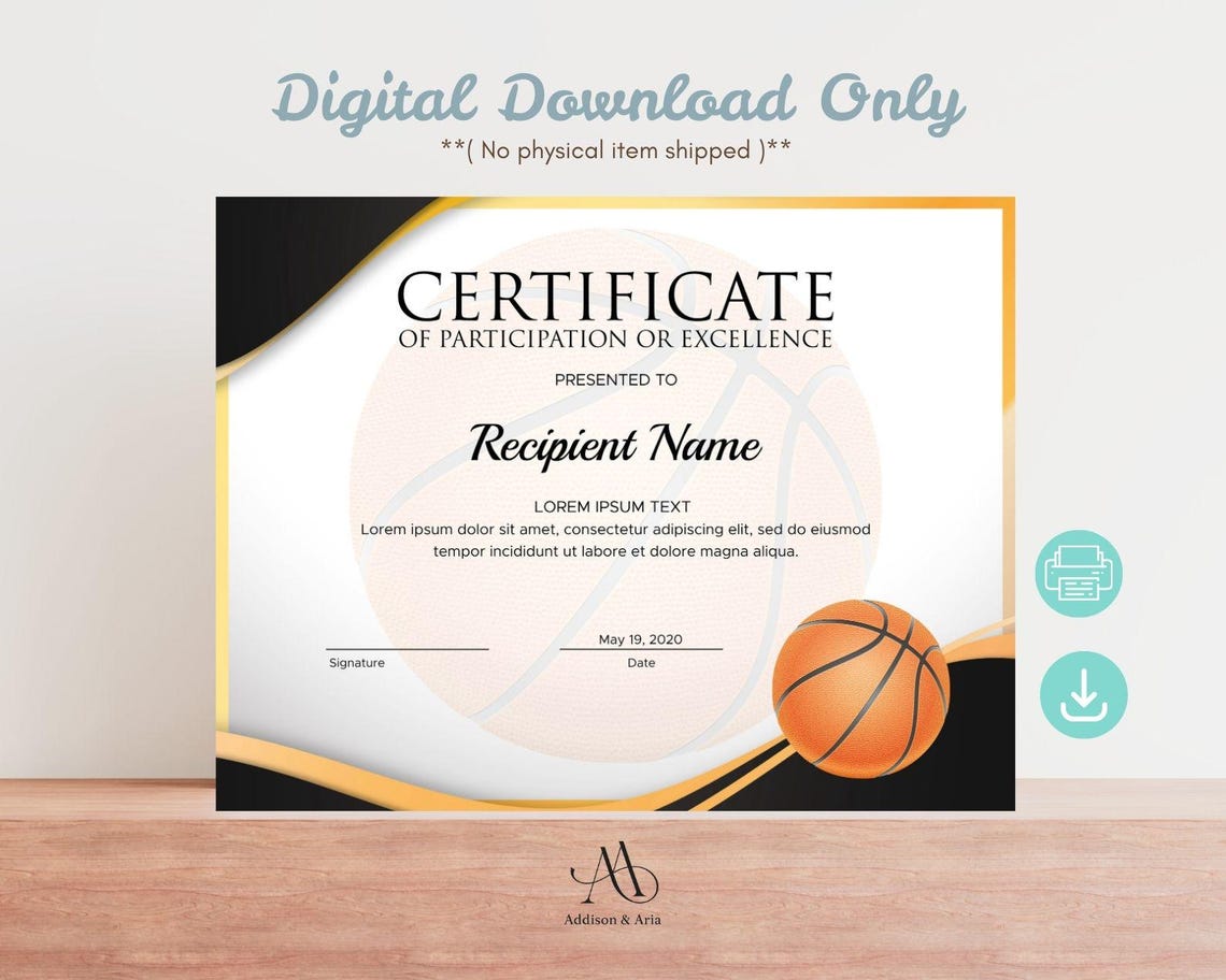 Editable Basketball Award Certificates. Customizable Basketball ...