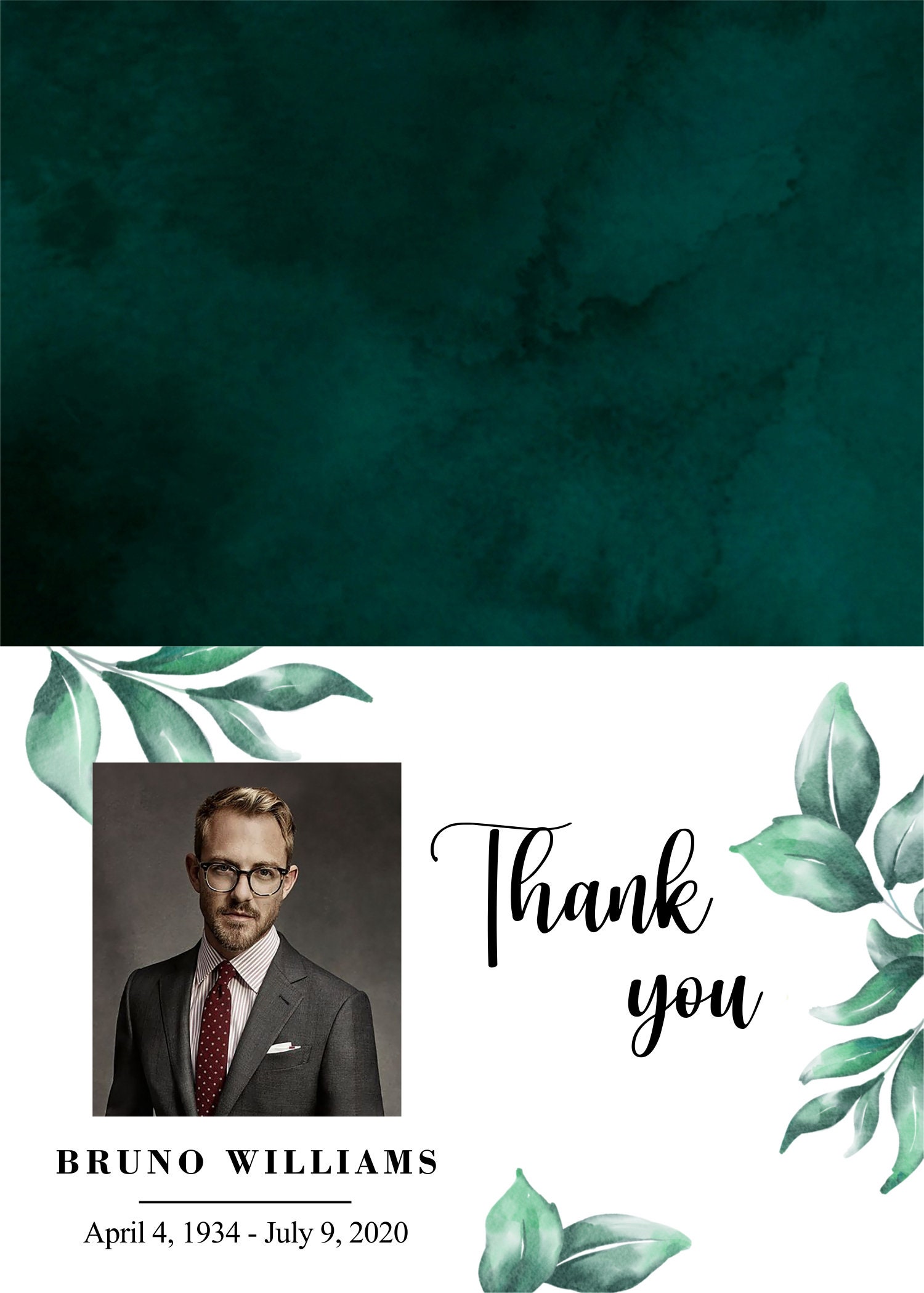 Editable Funeral Program Template With Free Thank You Card and Digital ...