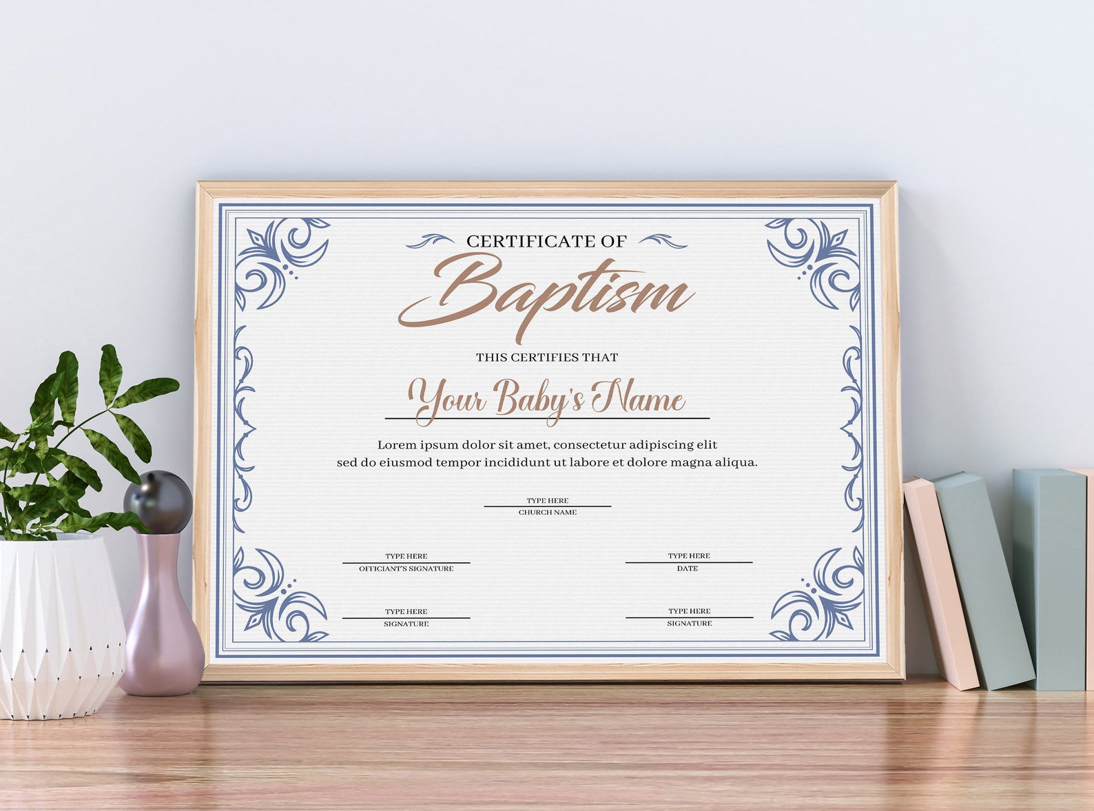 Editable Certificate of Baptism. DIY Baptism Template. Downloadable and ...