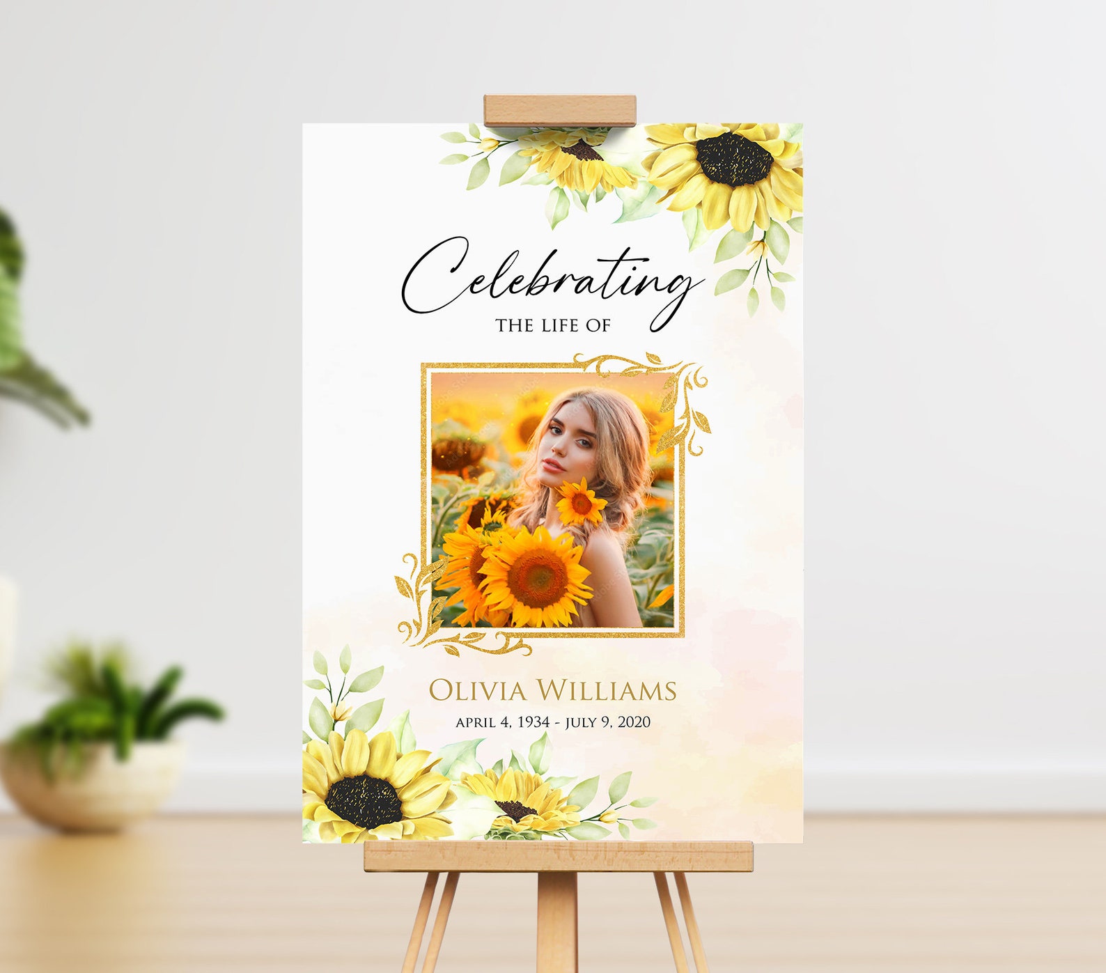 Editable Sunflower Funeral Program Template & Welcome Sign | Etsy