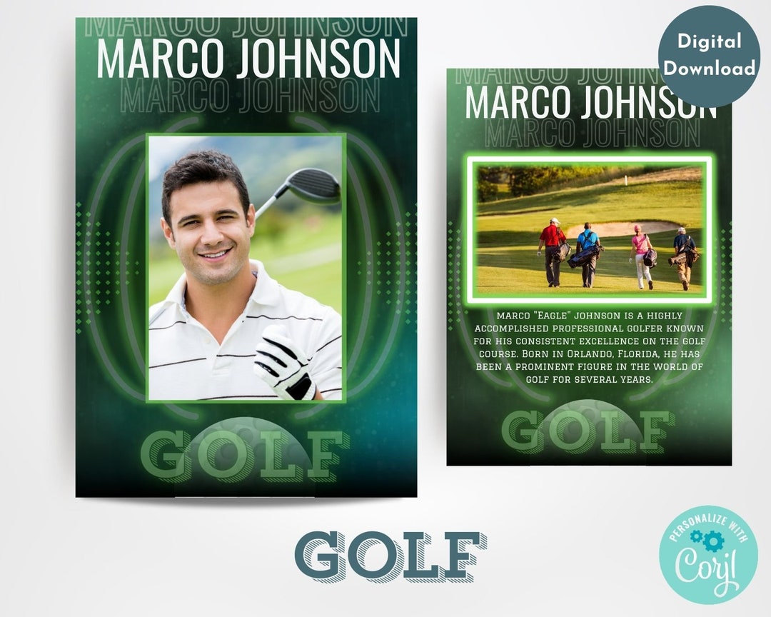 Fairway Prodigy: Golf Trading Card Template | Editable With Corjl - Etsy