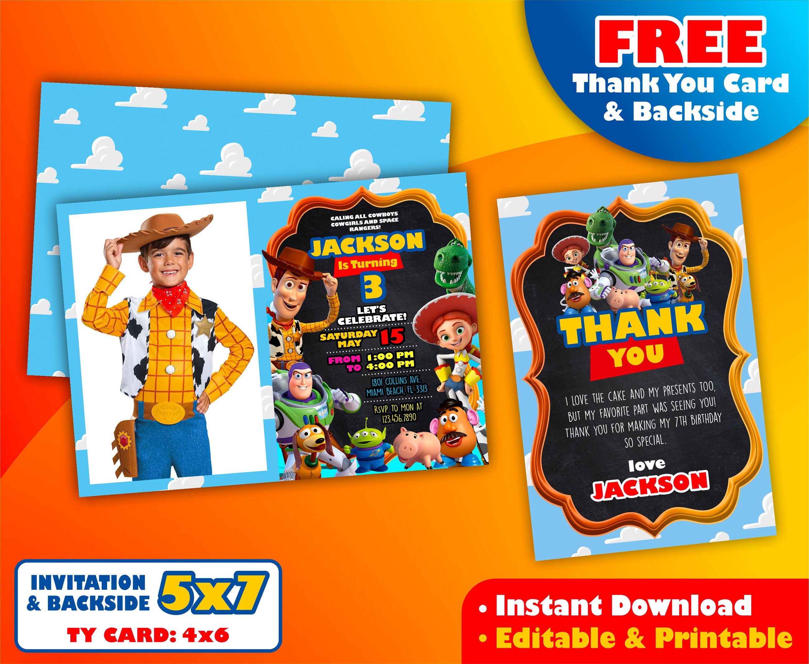 toy-story-invitation-with-thank-you-card-toy-story-birthday-etsy