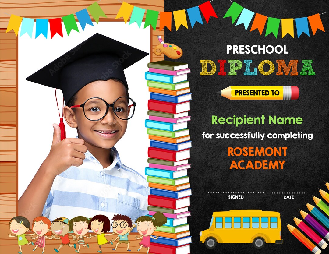 Editable Printable Preschool Kindergarten Diploma. Customizable ...