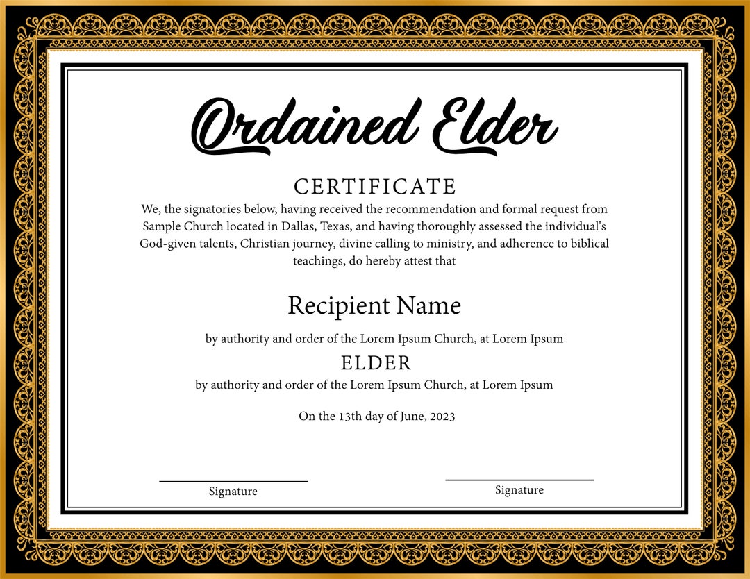 Editable Ordained Minister Certificate Template. Printable Certificate ...