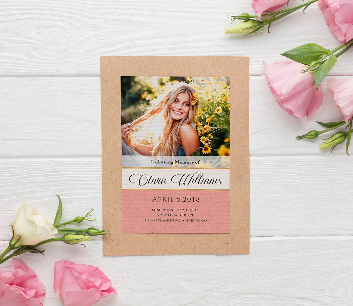 Editable Funeral Program Template With Free Thank You Card. - Etsy