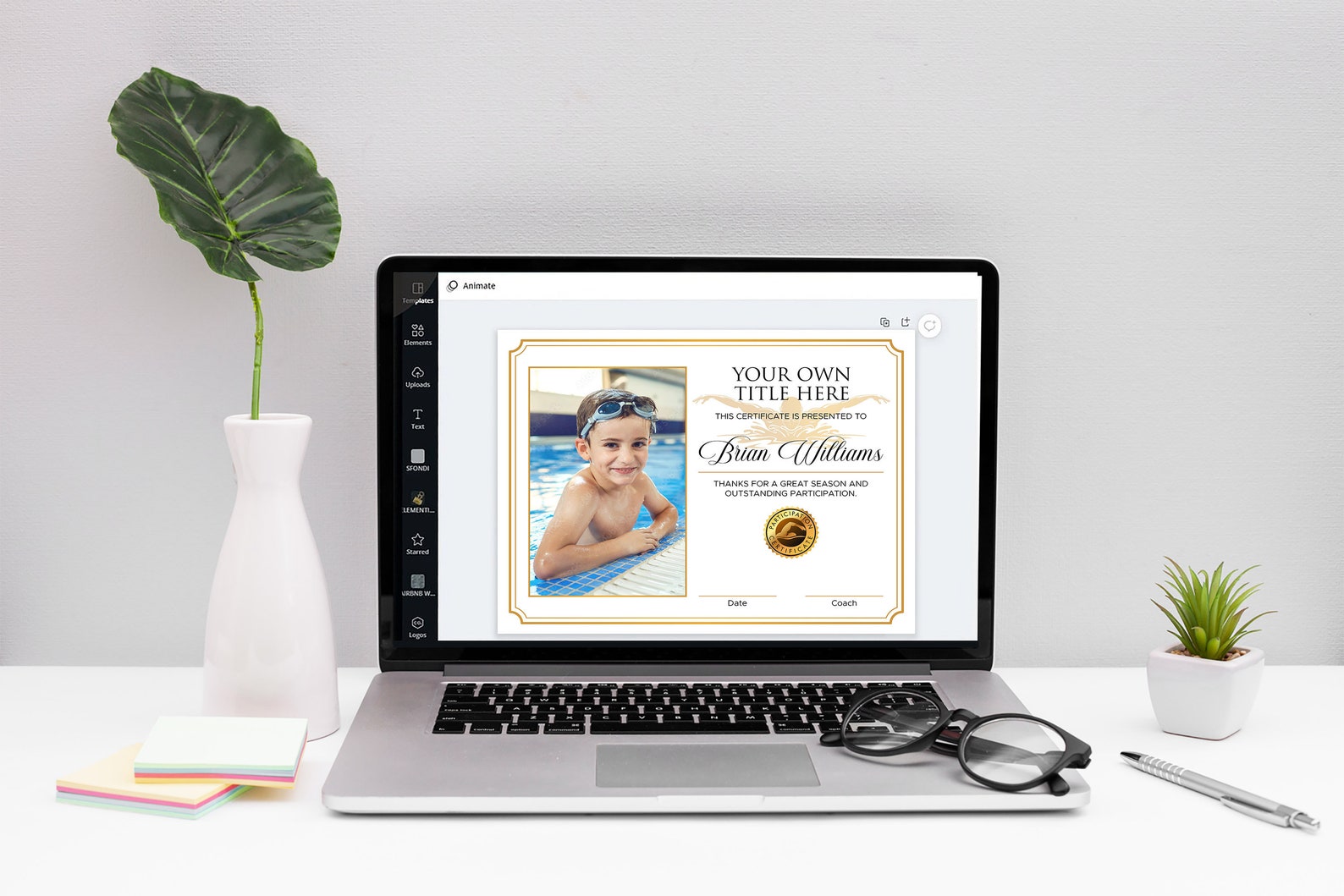 Editable Swimming Award Certificates 2 Versions. - Etsy