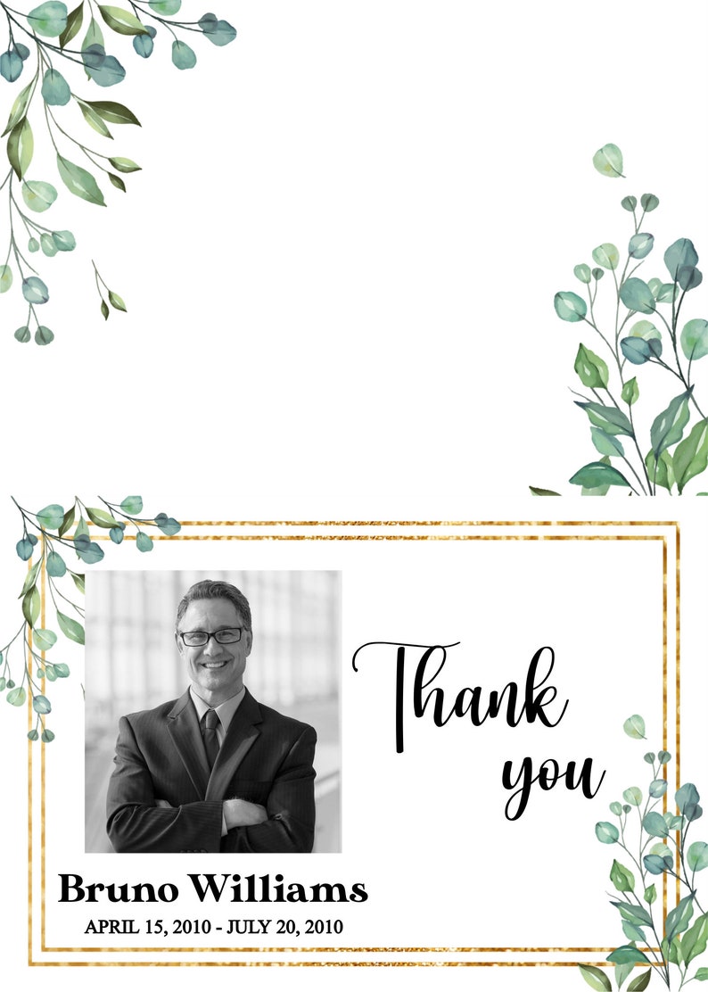 Editable Funeral Program Template With Free Thank You Card and Digital ...