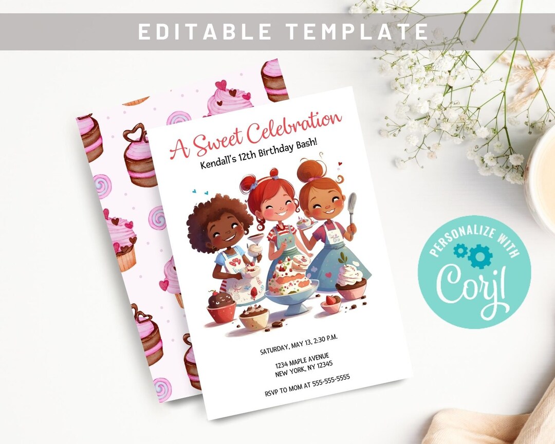 Editable Baking-themed Birthday Invitation | Instant Download and ...