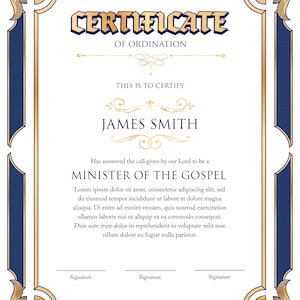 Editable Ordained Minister Certificate Template. Printable Certificate ...