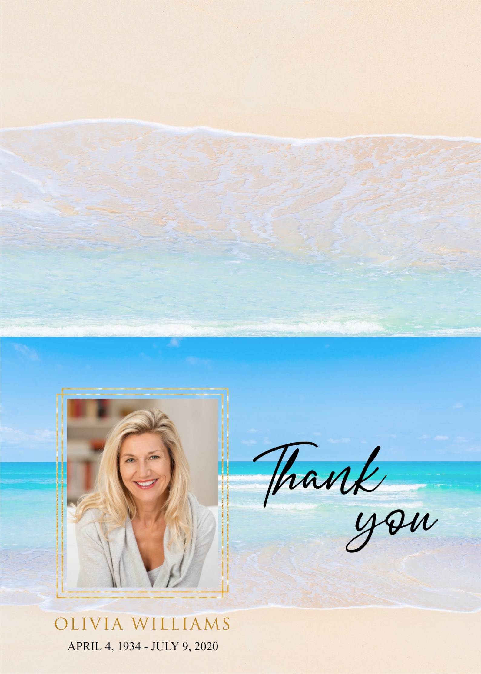 Editable Sea Ocean Funeral Program Template With Free Thank You Card ...