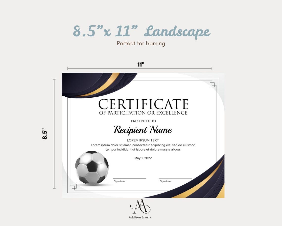 Editable Soccer Award Certificates. Customizable Soccer Certificate ...
