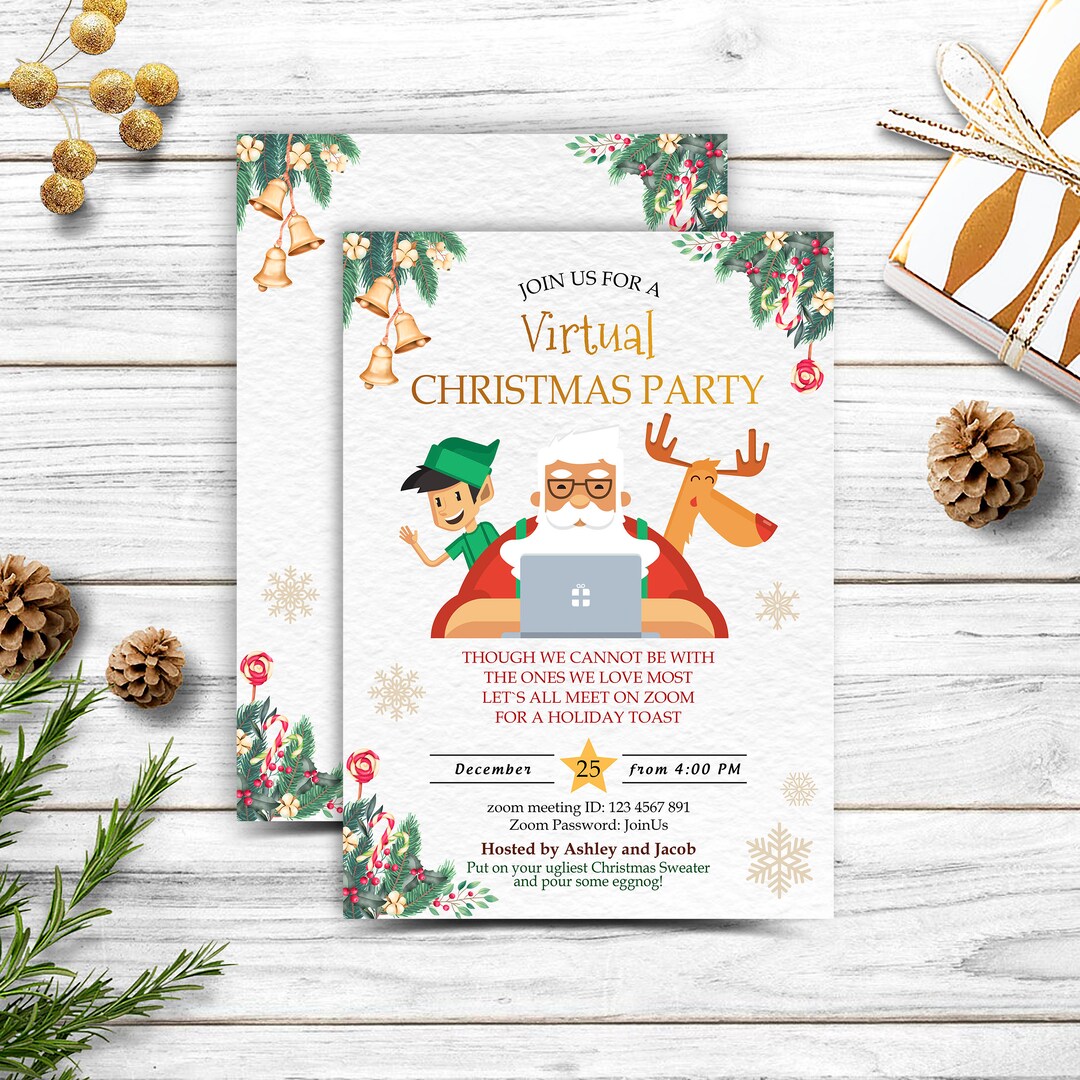 Virtual Holiday Party Invitation - Virtual Christmas Party - Instant ...