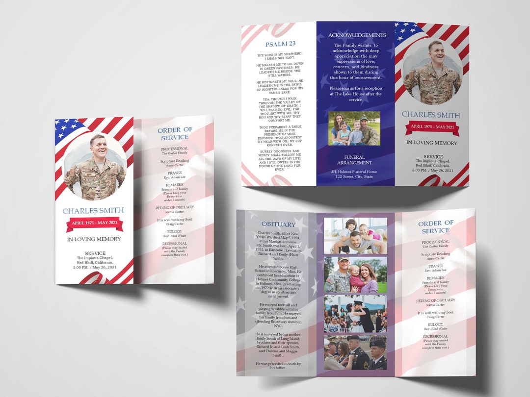 Trifold Military Funeral Program Template | Obituary Template ...