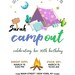 Camping/glamping Birthday Invitation With Free Thank You Card. - Etsy