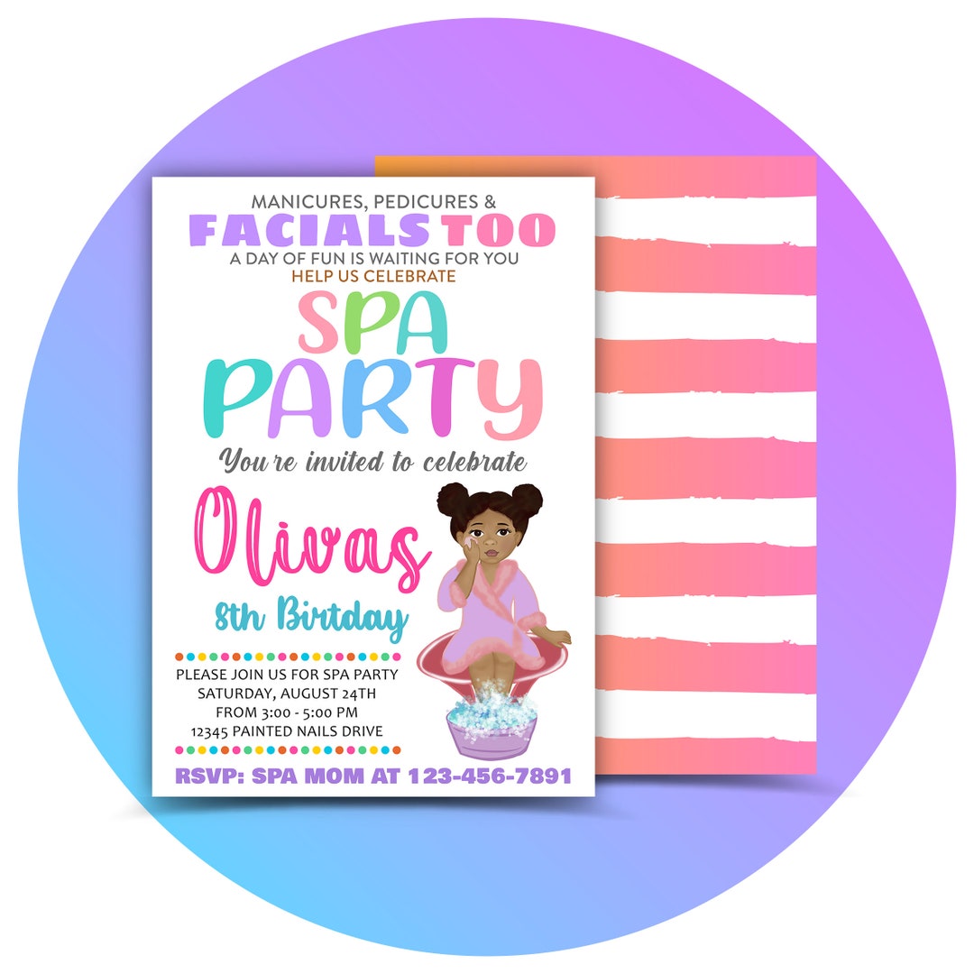 Editable Girls Spa Birthday Party Invitation Invite, Printable Digital ...