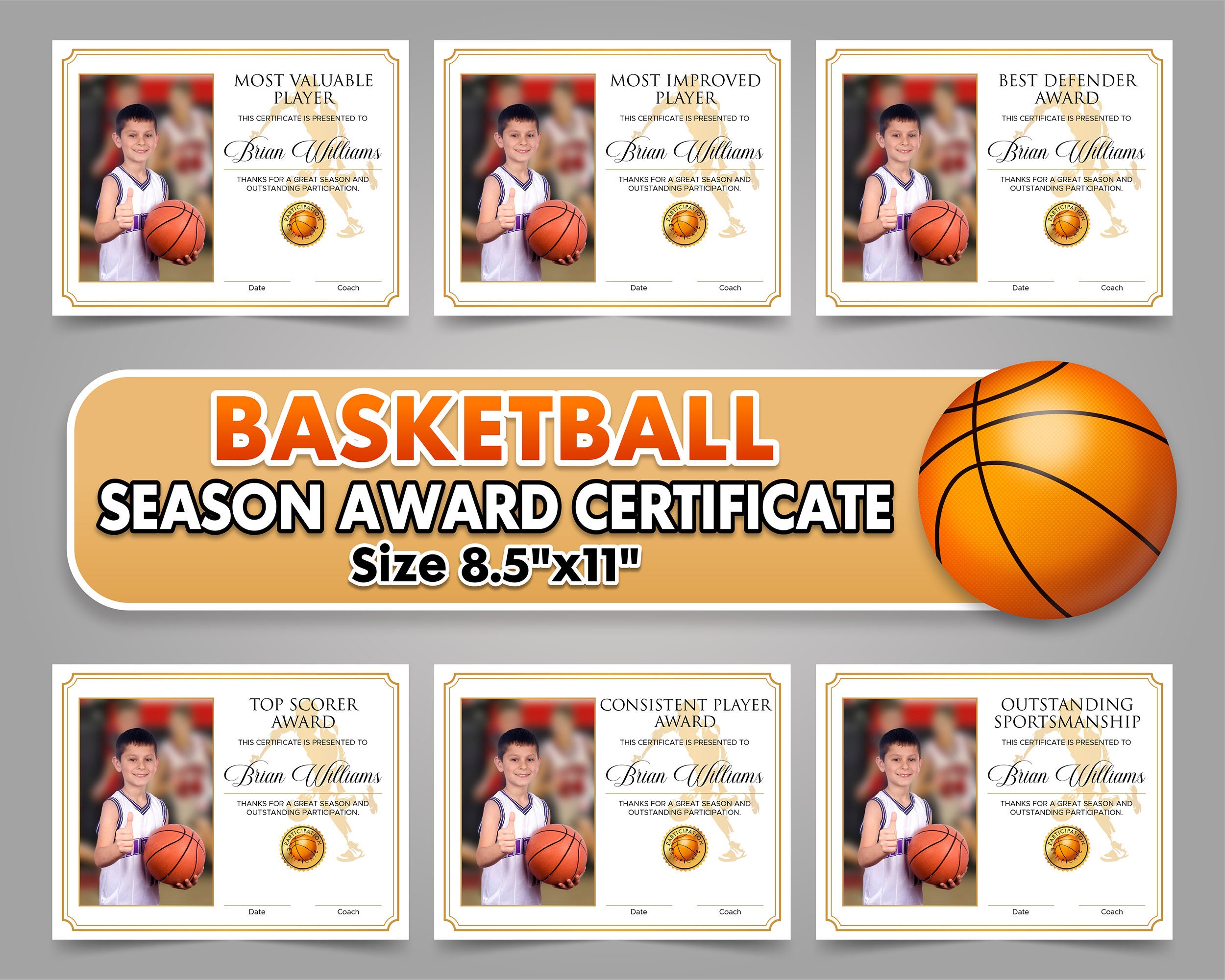 Editable Basketball Award Certificates 2 Versions. - Etsy