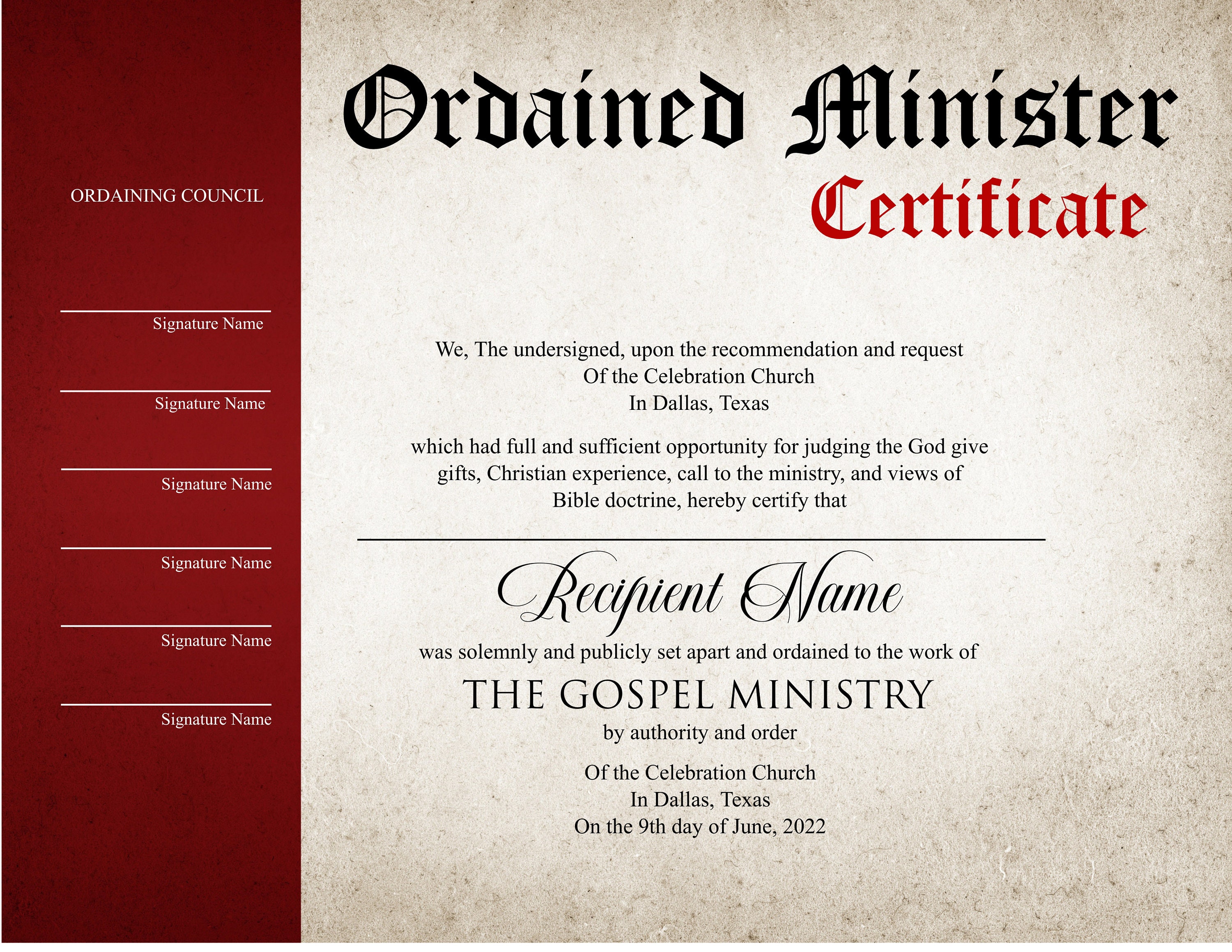 Ordained Minister