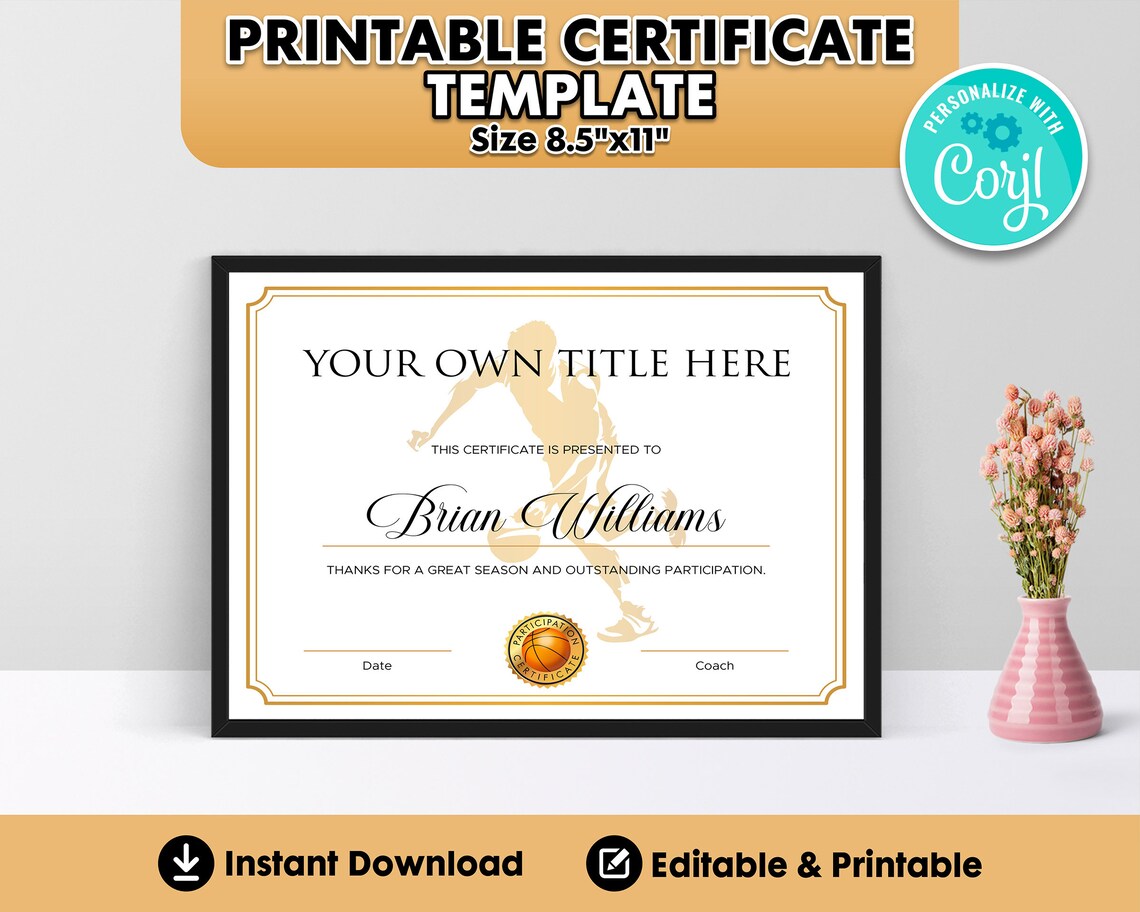 Editable Basketball Award Certificates 2 Versions. - Etsy