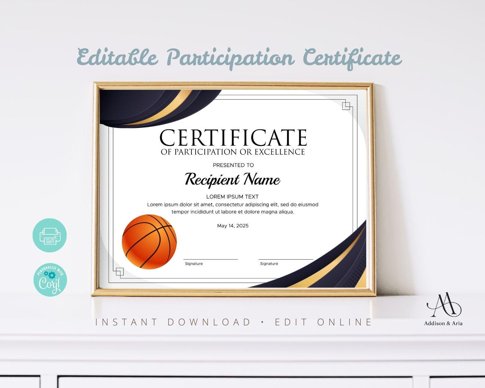 Editable Basketball Award Certificates. Customizable Basketball ...