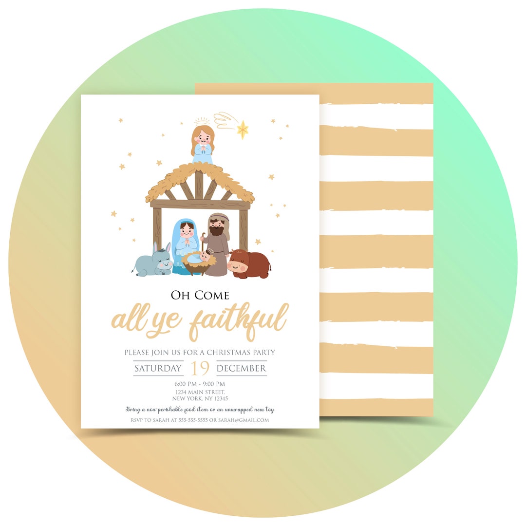 Nativity Invitation. Religious Christmas Invitation. Church Invitation ...