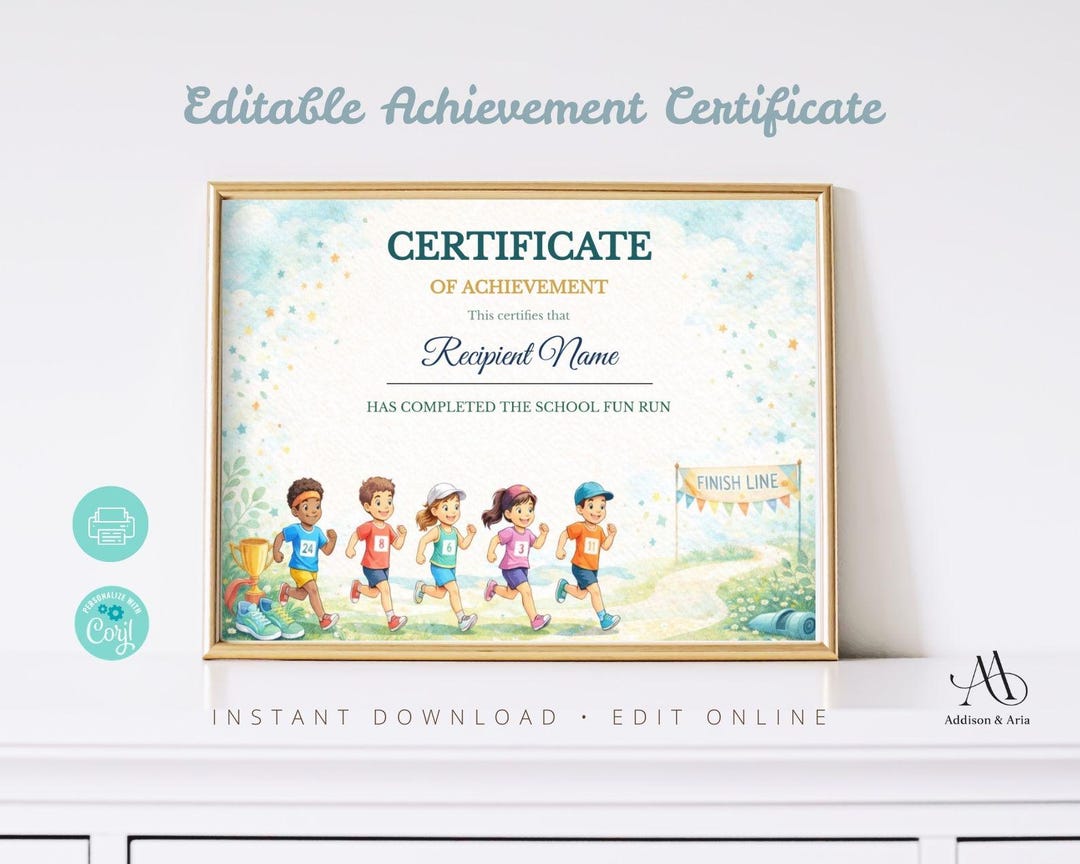 Editable Fun Run Certificate of Achievement Template. Fun Run Activity ...